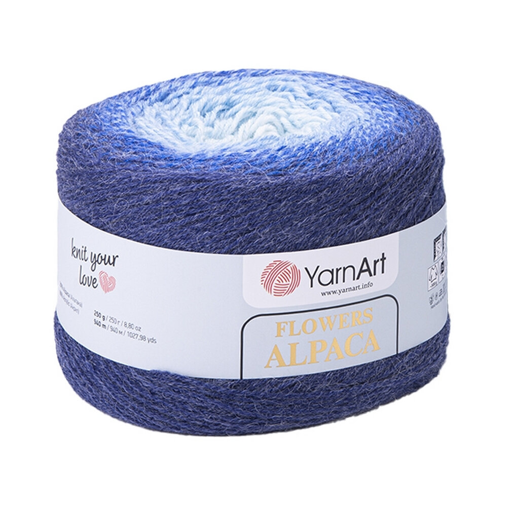 Пряжа для вязания YarnArt Flowers Alpaca 409 синий 250 гр/940 м 20% альпака, 80% акрил
