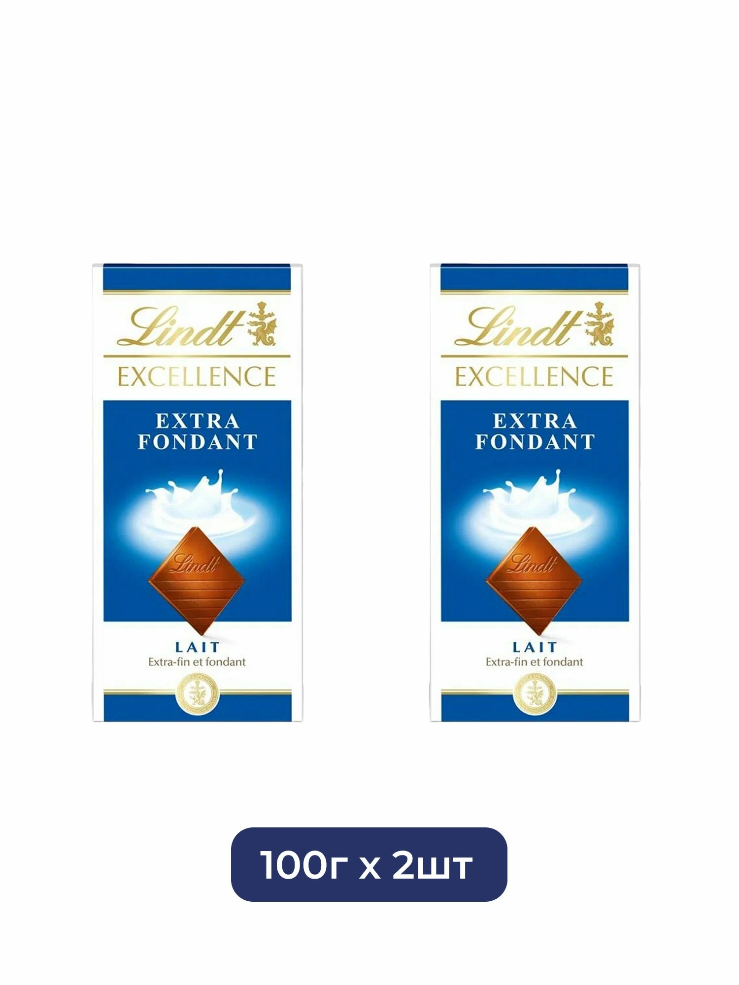 Молочный шоколад Lindt Extra Fondant, 100г х2 шт.