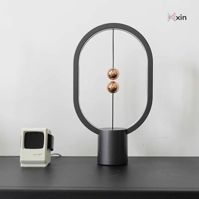 Левитирующая настольная лампа ночник с USB кабелем (черный)，，