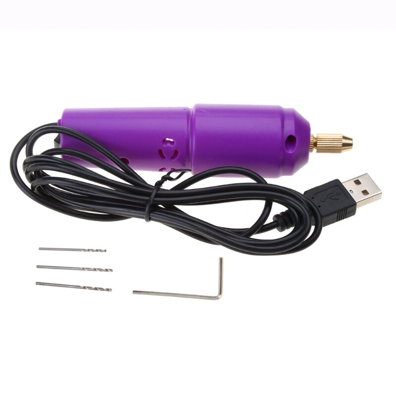 Мини-Маленькая Электрическая Дрель - Портативные Мини-Маленькие USB-Дрели Ручная Микро-USB-Дрель с 3шт битами и L-образными контактами постоянного тока 5 В