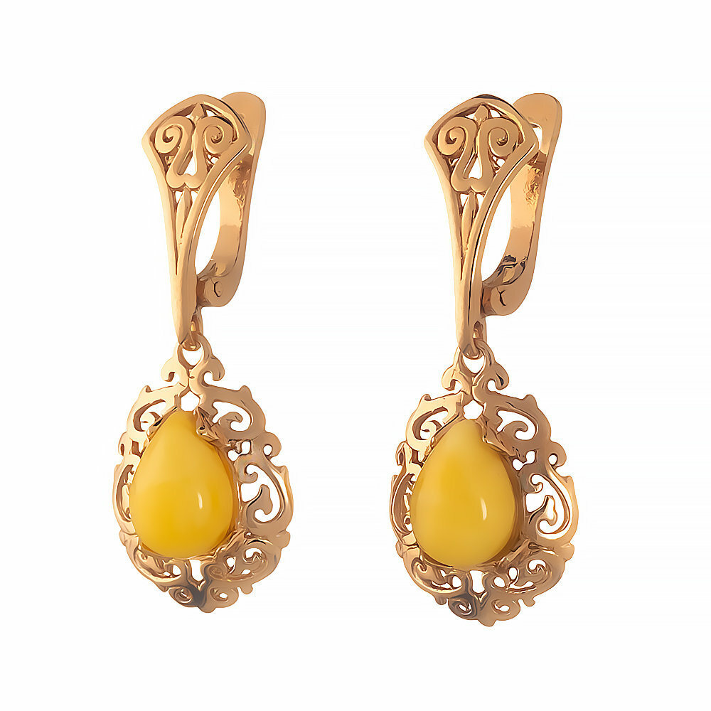 Серьги, серебро, 925 проба, янтарь