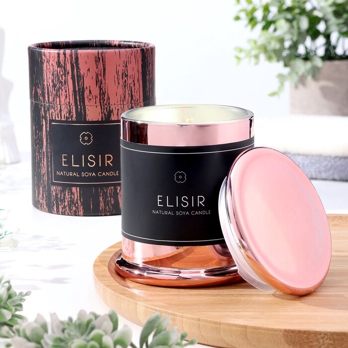 Уценка Свеча ароматическая Elisir, 9×10.5 см, орхидея, розовое золото