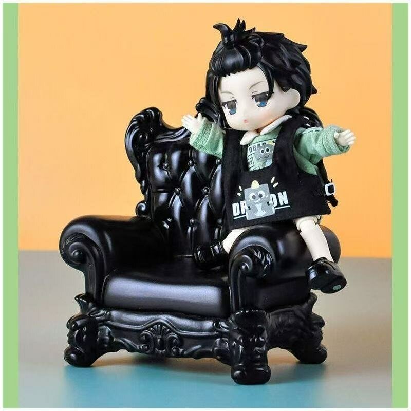 Ob11 кукла использует мини-диван для дома ymy европейский стиль bjd кукольный дом гостиной и спальни креативная фигурка черно-белая модель