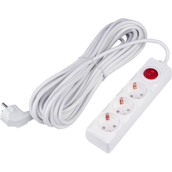 Удлинитель Uniel S-GCU3-10B WHITE Ultra, шнур 10м, 3 гнезда, 16A, с/з. Белый, UL-00010014