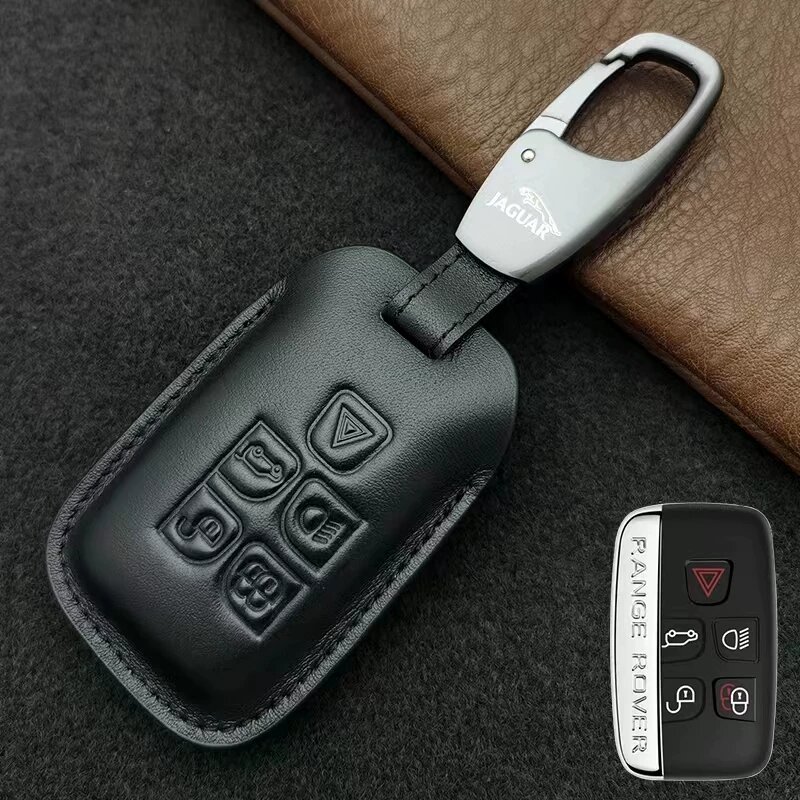 Ключевой кейс A-стиль черный с логотипом Jaguar для F-Pace, F-Type, премиум кожа
