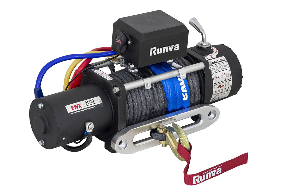 Лебёдка электрическая 24V Runva 9500 lbs 4350 кг (синтетический трос) EWX9500SR арт. EWX9500SSR24V