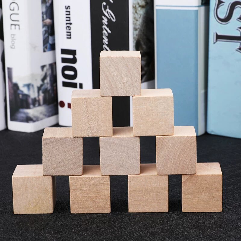 Натуральные деревянные строительные блоки с 10 кубиками 4 см для математики в детском саду и творчества