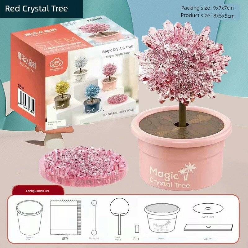 Красный кристаллический набор для выращивания дерева - Образовательная игрушка STEM для детей, DIY научный эксперимент,