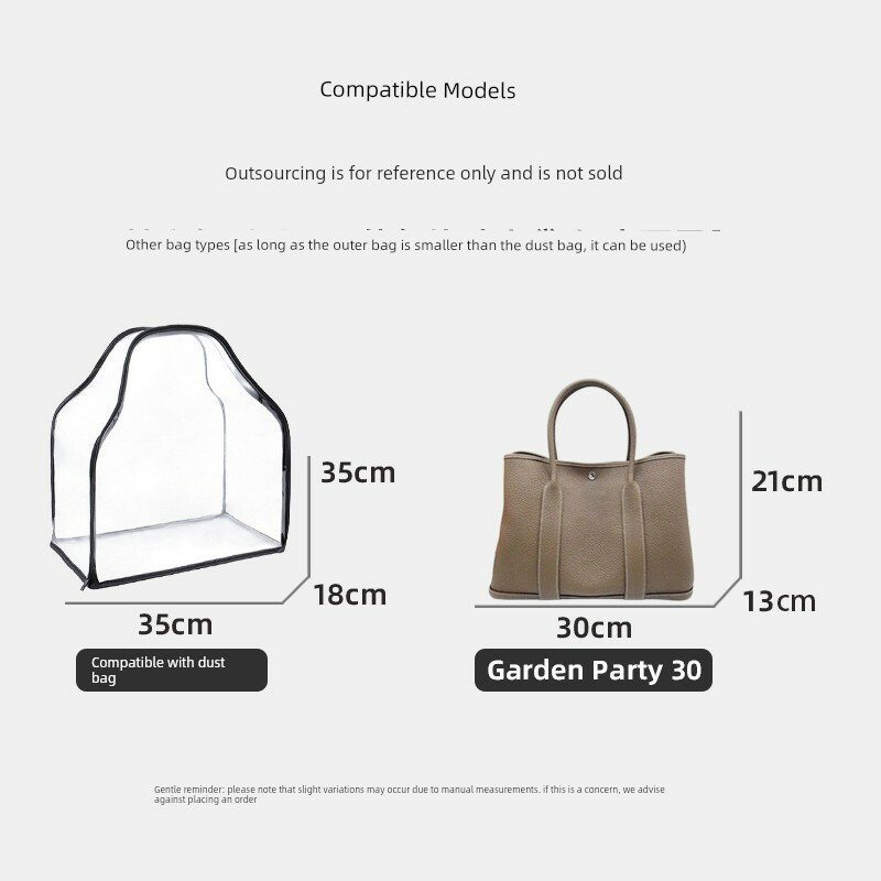 Прозрачная пылезащитная сумка для Hermes Garden Party 30см, подходит для средних сумок