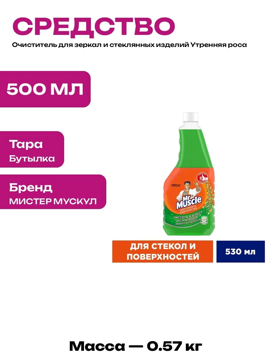Очиститель для окон и зеркал с нашатырным спиртом спрей 0.53