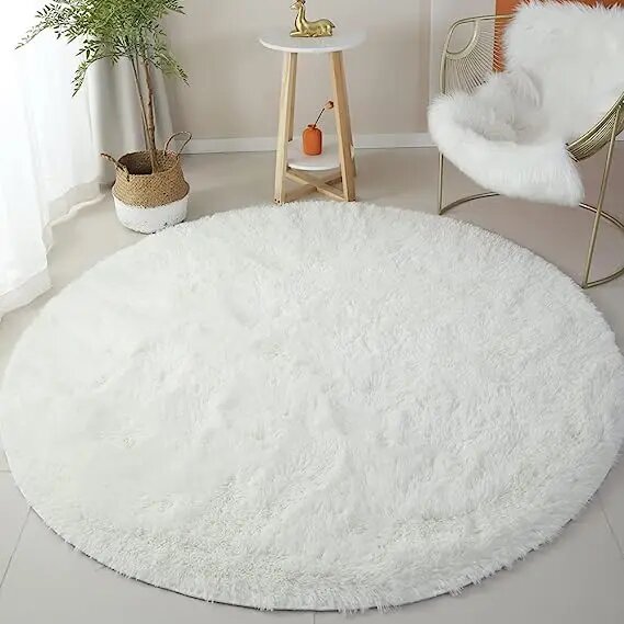 Круглый ковёр для детской комнаты kids carpet Белый, 100cm diameter, cream color