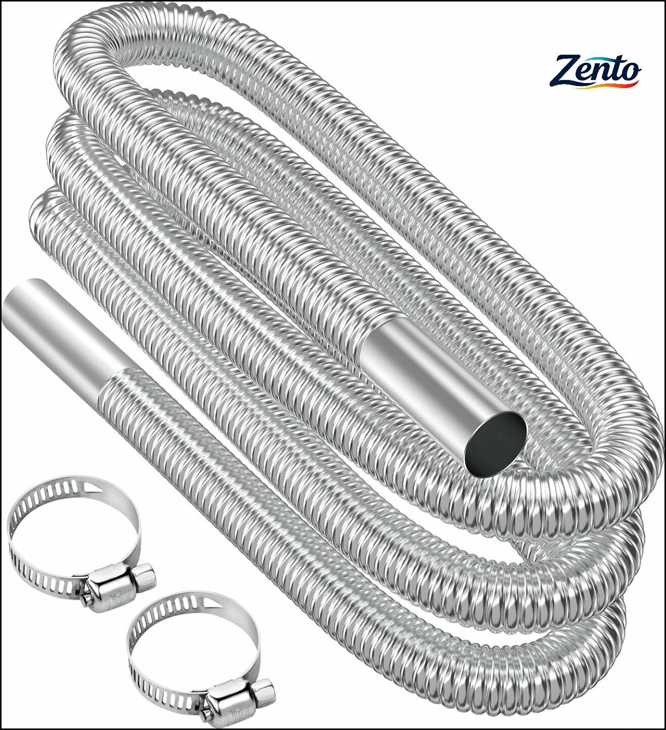 Металлорукав 25 мм, 300 см для отвода выхлопа автономного отопителя — 304 нержавеющая сталь, в комплекте 2 хомута