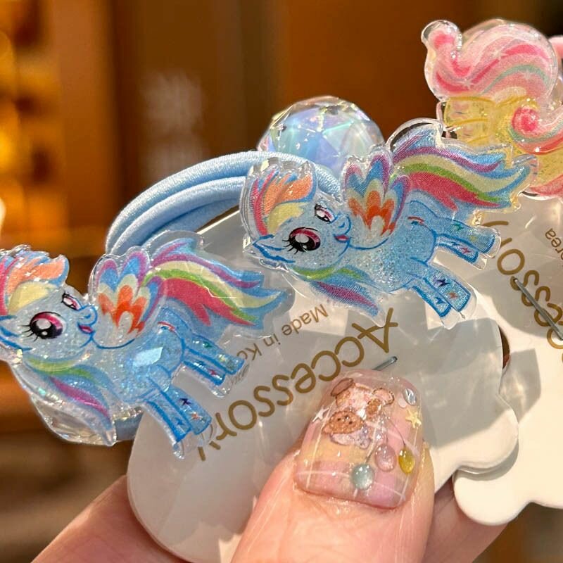 Детская милая мультяшная игривая резинка для волос My Little Pony девочек, не повреждающая учениц, держатель хвоста