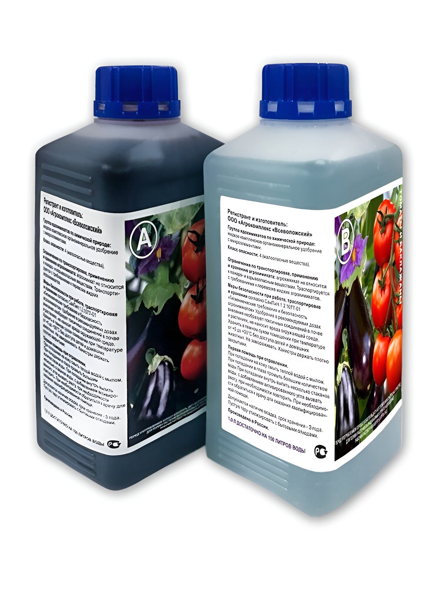 Удобрение комплексное органоминеральное для томатов, баклажан с активаторами роста iGROWS A+B ( комплект из двух штук по 1,0 л )