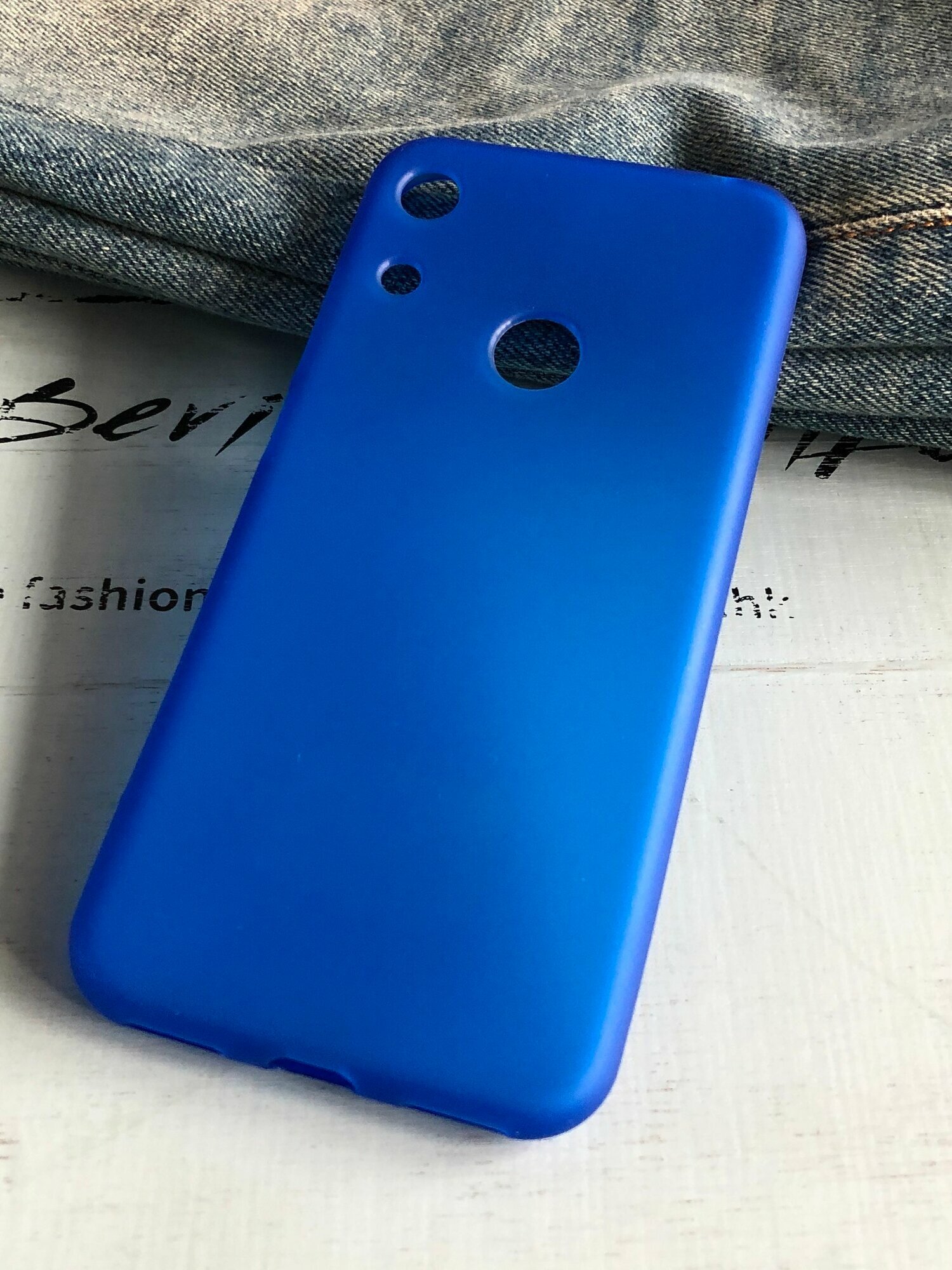Чехол для Honor 8A (JAT-LX1) / Huawei Y6s / Чехол на Хонор 8А / Y6 2019 (MRD-LX1F) , плотный, матовый синий, приятный на ощупь, противоударный