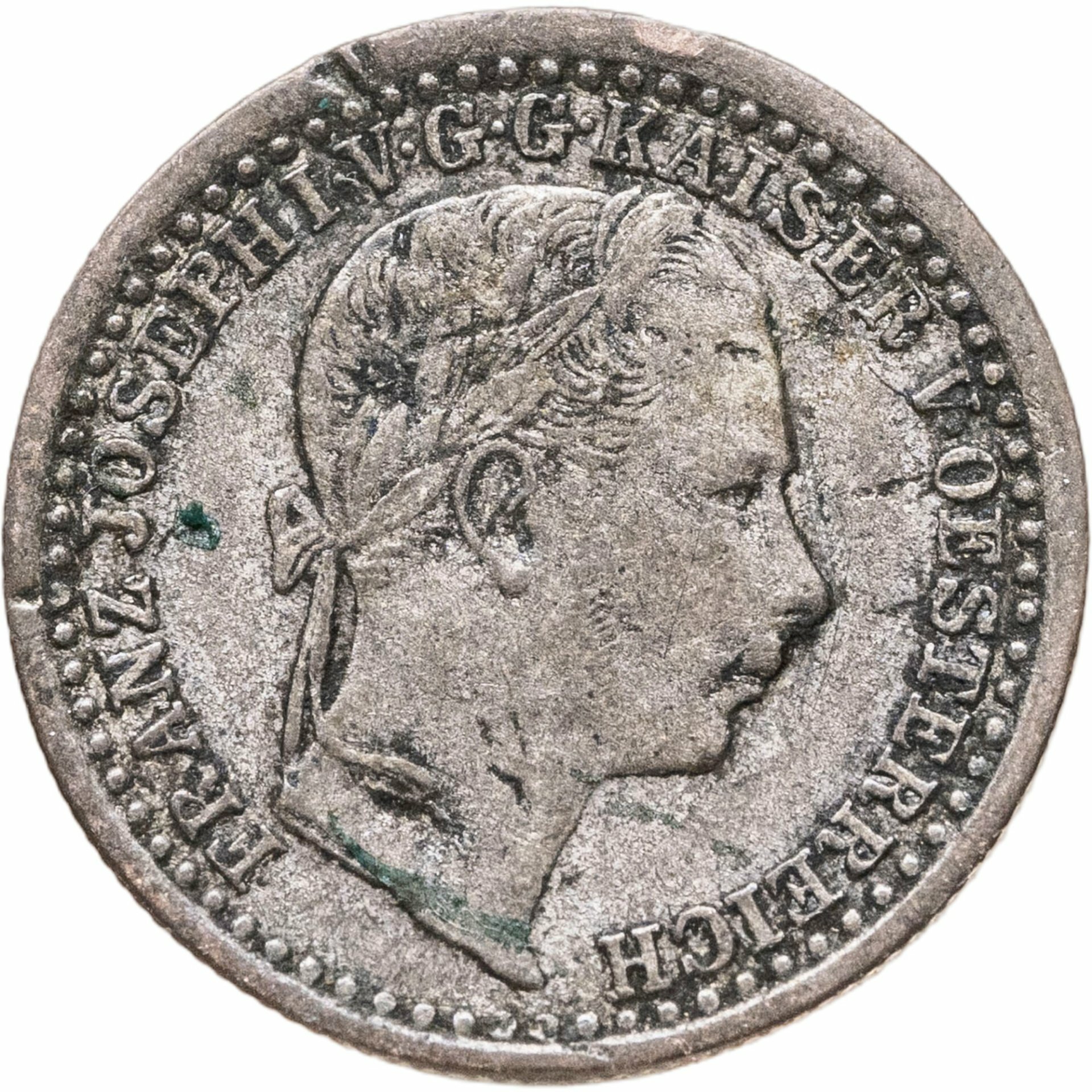 Австрия 5 крейцеров kreuzer 1858, Серебро 375, в сохранности VF