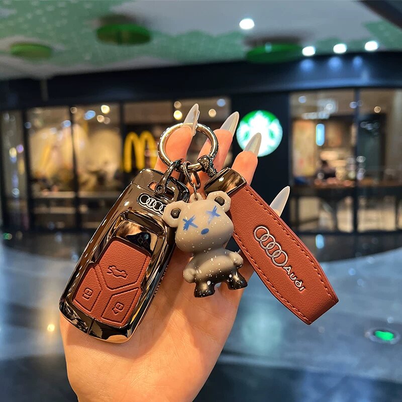 Вулканический Красный чехол для ключа Audi с дизайном Хамелеон Медведь и логотипом-веревкой для моделей A4L, A5, Q7,