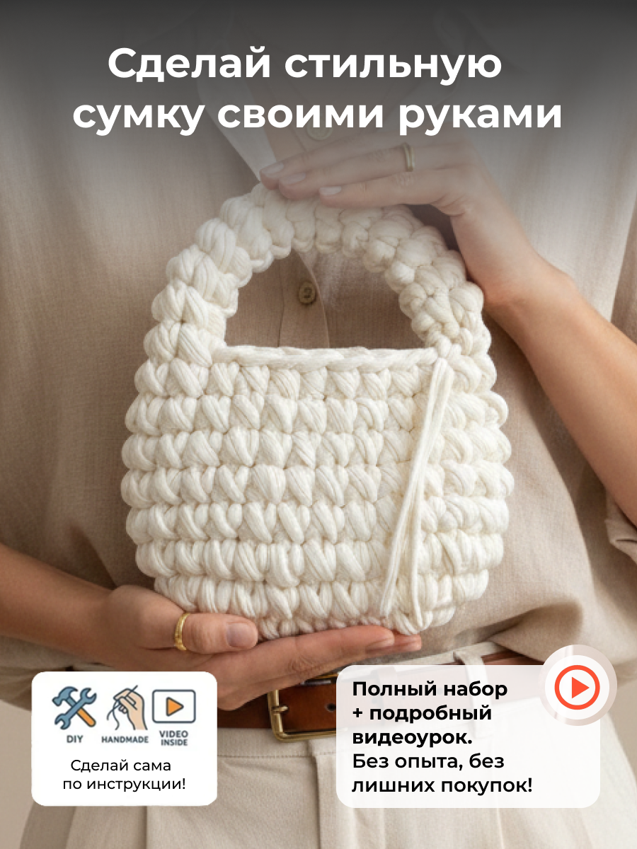Набор для вязания сумки из трикотажной пряжи рукоделие