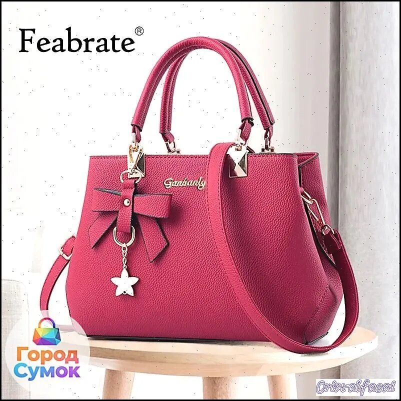 Сумка тоут Женская бордовая из искусственной кожи Feabrate