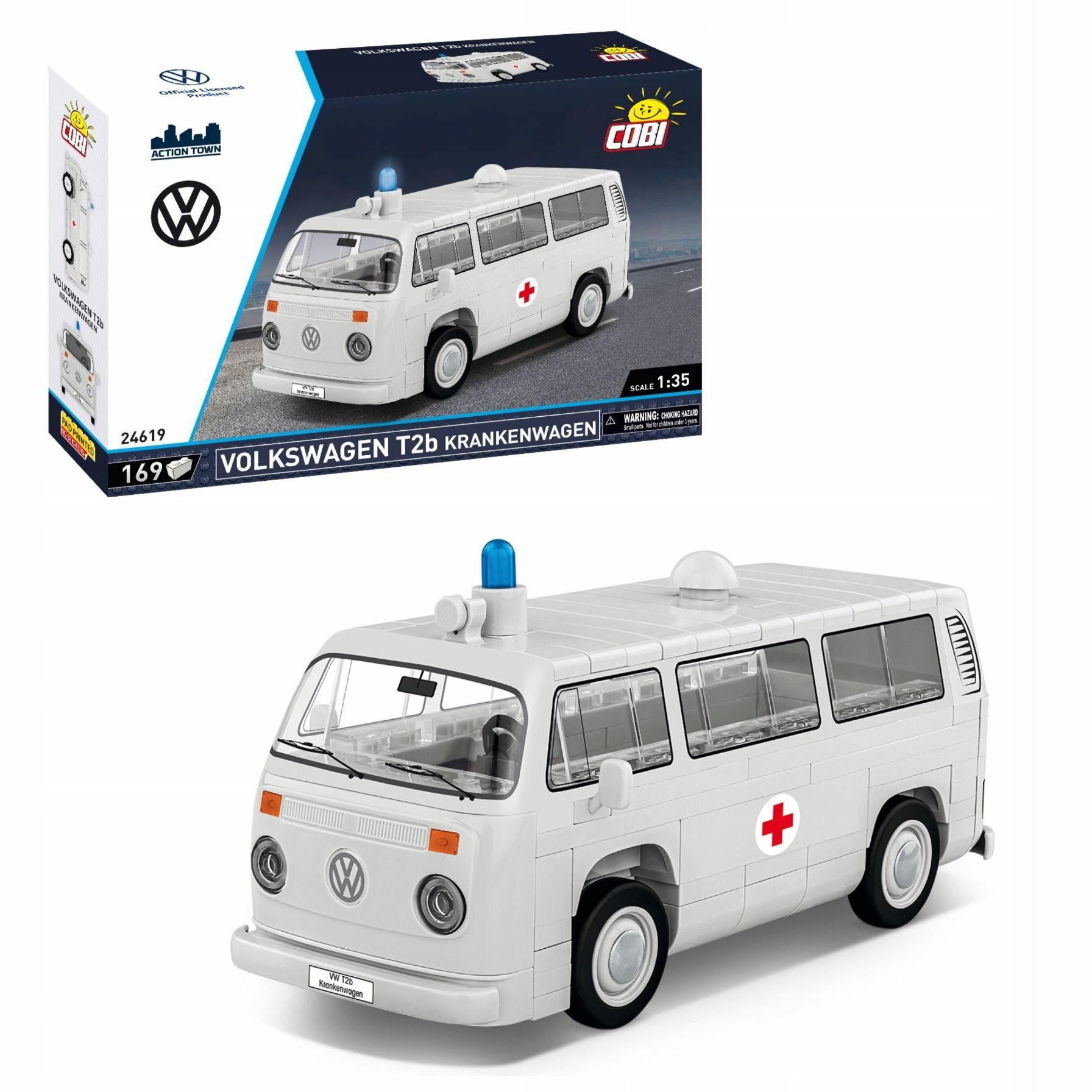 Конструктор Cobi Action Town - Автомобиль скорой помощи VOLKSWAGEN T2B KRANKENWAGEN , 169 эл. - 24619
