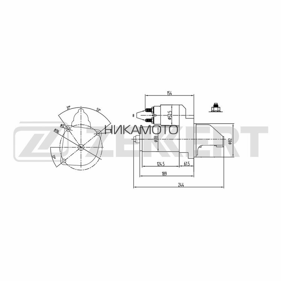 ZEKKERT AN-1034 Стартер Peugeot Boxer (230_ 244 Z_) 00- Citroen Jumper (230_ 244 Z_) 00- Fiat Ducato (244_ 250_) 0