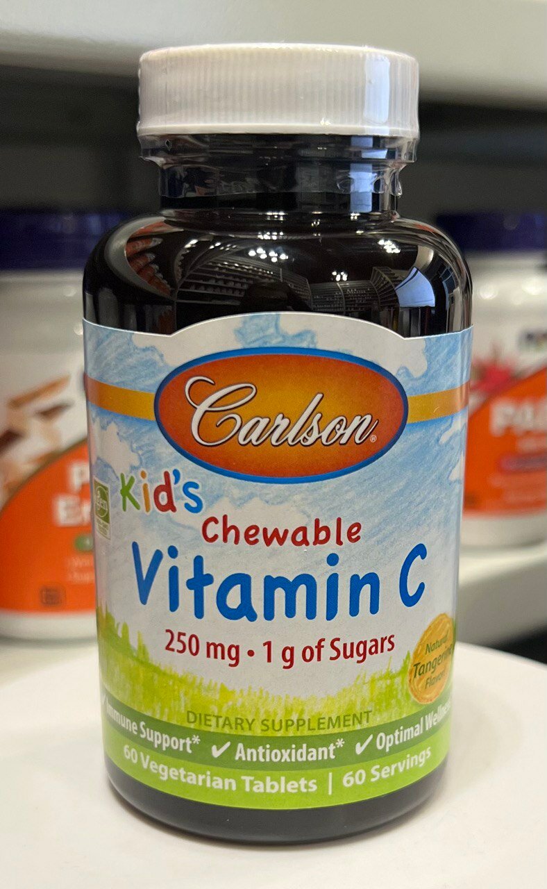 Carlson Labs Kids Vitamin C Gummies — Витамин C для детей, 250 мг, натуральный вкус мандарина, 60 жевательных таблеток