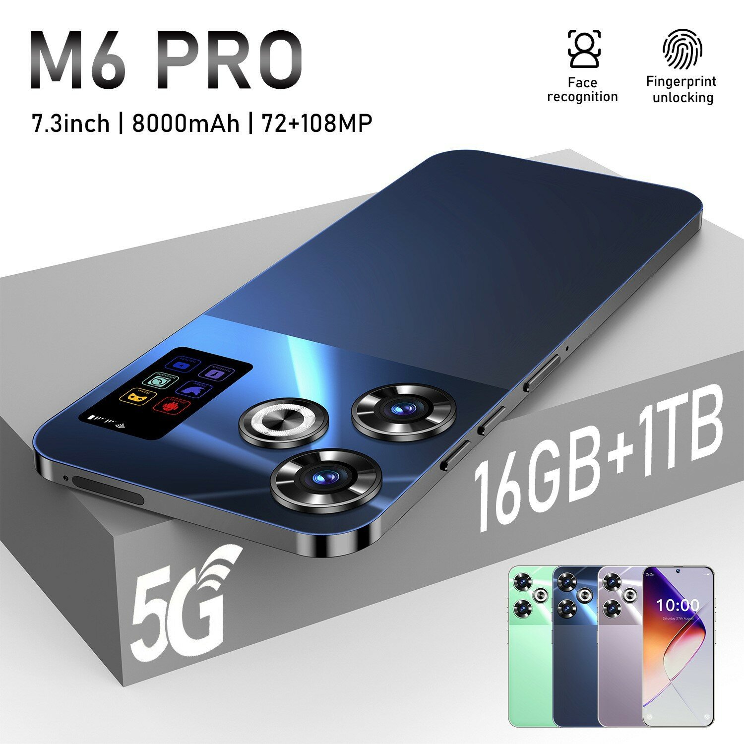 Смартфон M6 Pro с 7.3-дюймовым экраном на Android