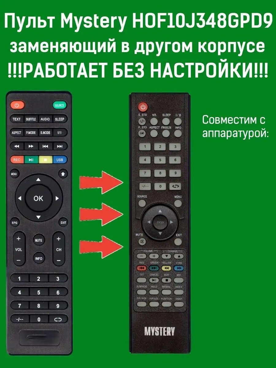 Пульт заменяющий HOF10J348GPD9 для телевизора Mystery