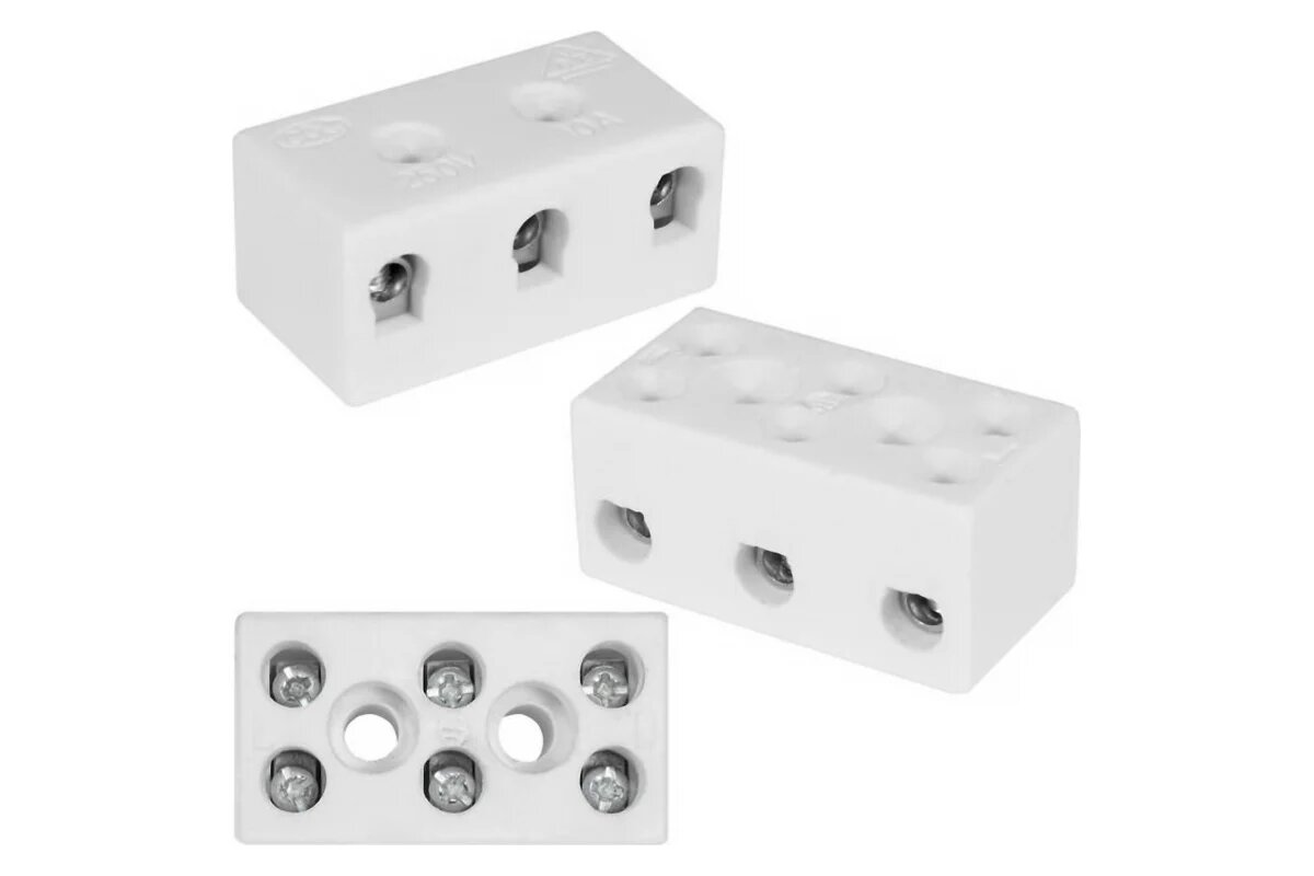 Винтовая керамическая клемма Pro Legend 3x2 контакта белая для проводов 2.5 мм², 400 В, 12 А, -40…+450 °C