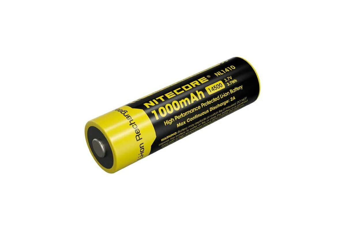 Аккумулятор NITECORE NL1410 14500 Li‑Ion 3,7 В 1000 мАч с защитой от короткого замыкания и повышенного напряжения, работа при -10 °C, индикатор питания.