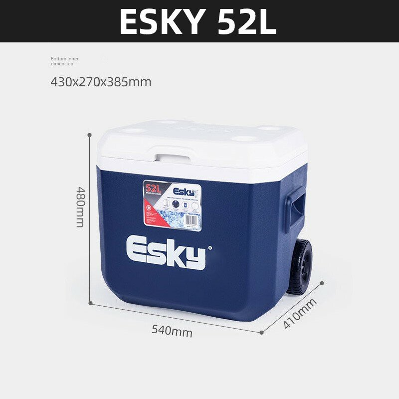 ESKY 52L Большая Холодильная Коробка с 2 Льдами и 20 Мешками со Льдом, Надежное Хранение Еды на Открытом Воздухе