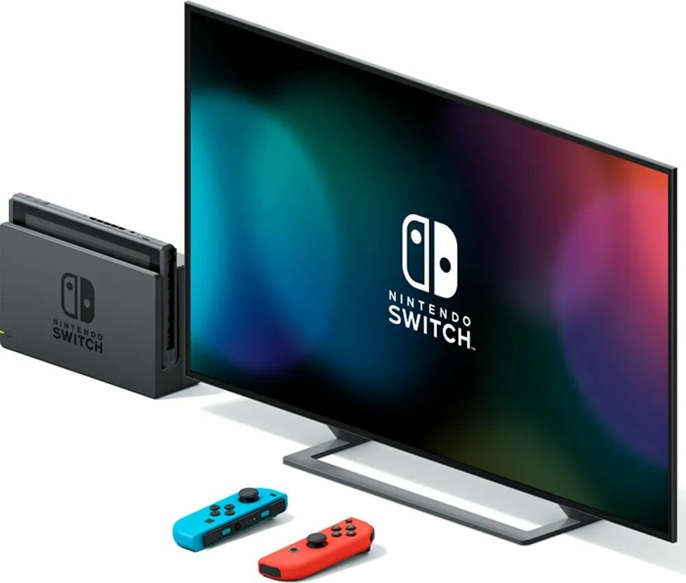 Nintendo Switch с сенсорным экраном и синими/красными джойстиками - портативная игровая консоль для геймеров — фото 1