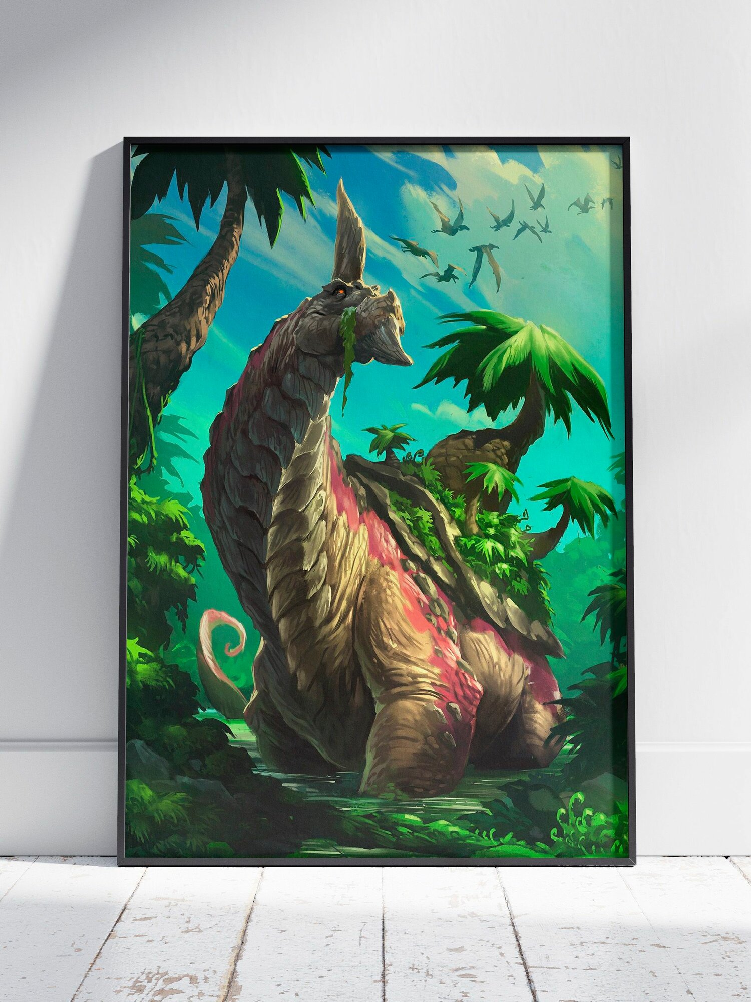 Плакат на стену для интерьера Динозавры (Dinosaurs 6) - Постер по древним животным формата A4 (21x30 см)