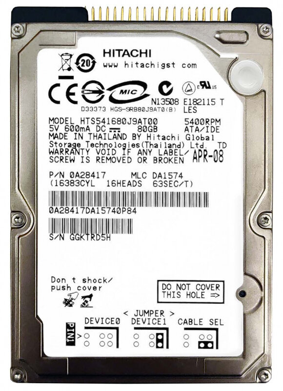 Жесткий диск Hitachi 0A50503 80Gb 5400 IDE 2,5" HDD