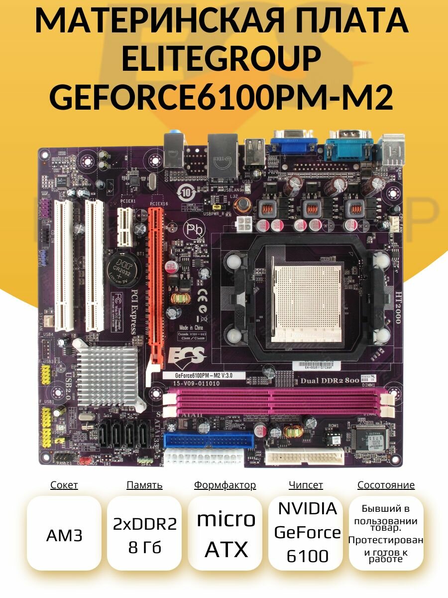 S-AM3 Материнская плата EliteGroup GeForce6100PM-M2