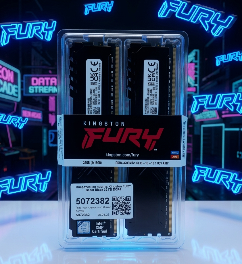 Оперативная память Kingston FURY Beast 32 ГБ (2x16 ГБ) DDR4 3200 МГц