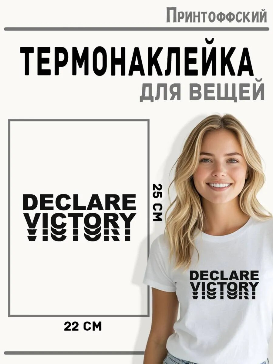 Термонаклейка для одежды и аксессуаров DTF-печать Declare Victory — фото 1