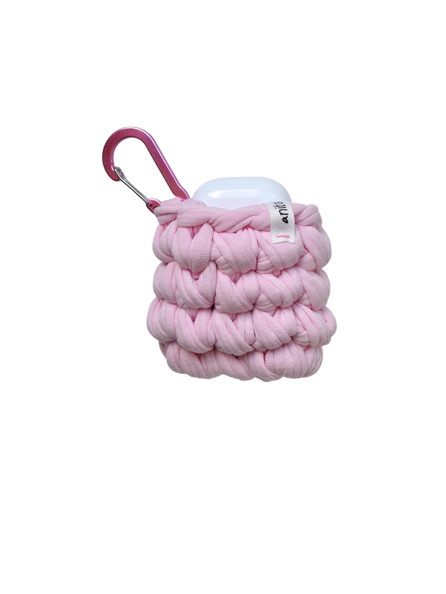 Чехол для наушников, anitochka.shop, с карабином, ручная работа, 7×7 см, нежно-розовый