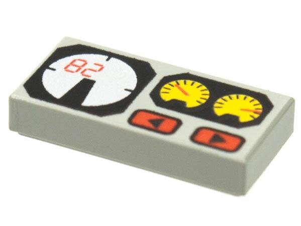 Деталь Lego 3069px19 Tile 1 x 2 with Red 82, Yellow and White Gauges Pattern