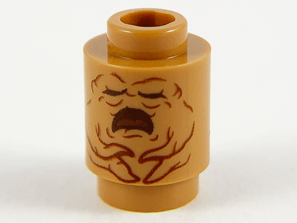 Деталь Lego 3062bpb065 Brick, Round 1 x 1 Open Stud with Reddish Brown Mandrake Face and Open Mouth Pattern