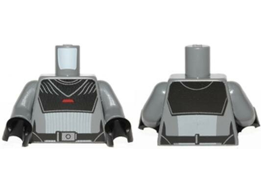 Деталь Lego 973pb1882c01 Torso SW Black Armor Plates with Silver and Red Stripes Pattern (Inquisitor) / Dark Bluish Gray Arms / Black Hands