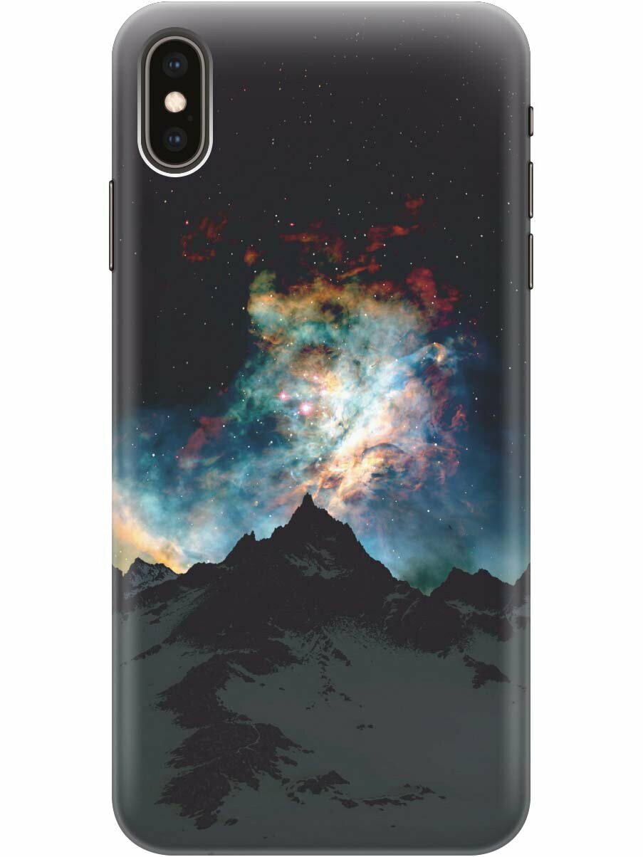 Силиконовый чехол на Apple iPhone XS Max / Эпл Айфон Икс Эс Макс с рисунком "Горы и звезды"