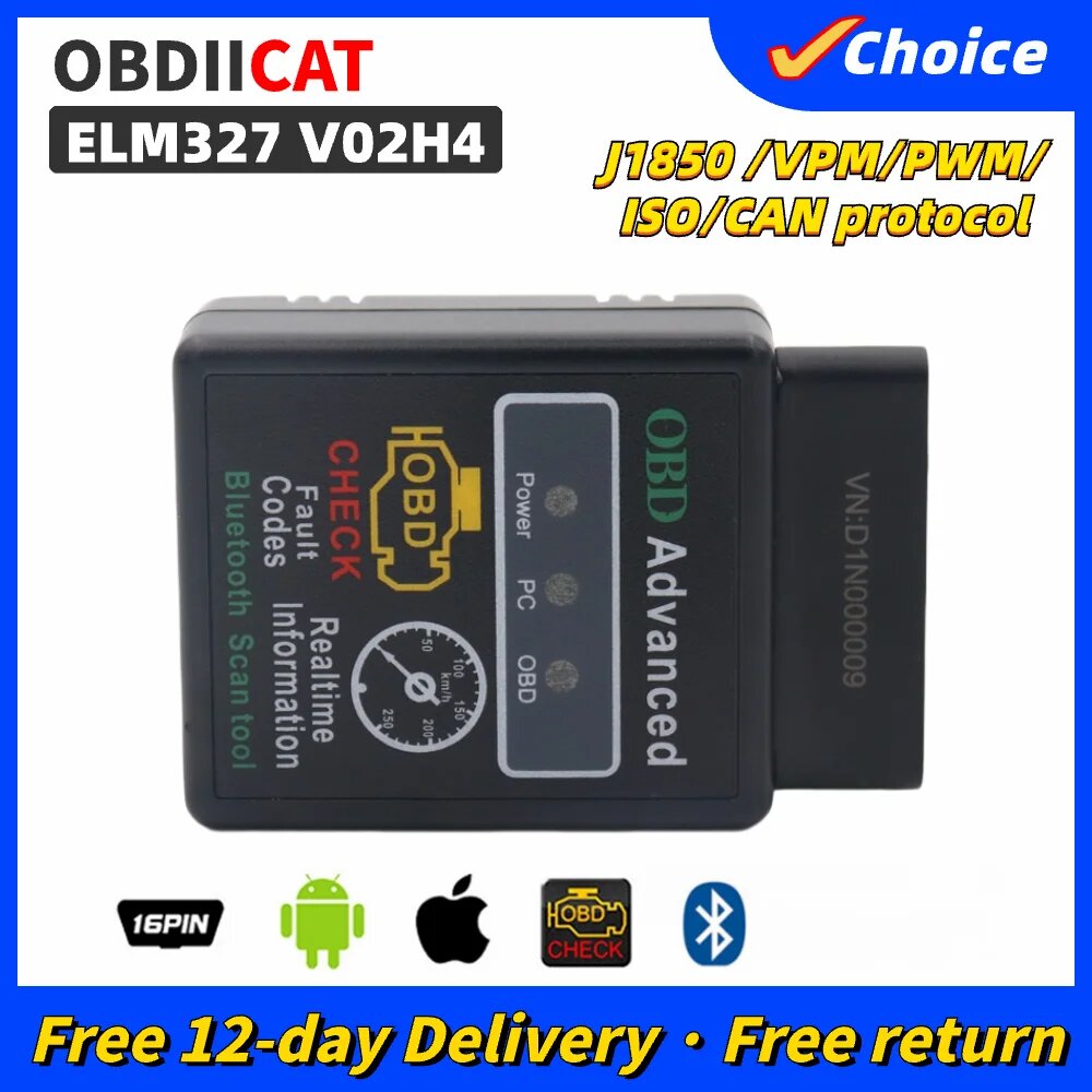 Автомобильный диагностический инструмент V02H4 Super Mini ELM327 Bluetooth OBD2 ELM 327 для Android и IOS для протокола OBDII 9