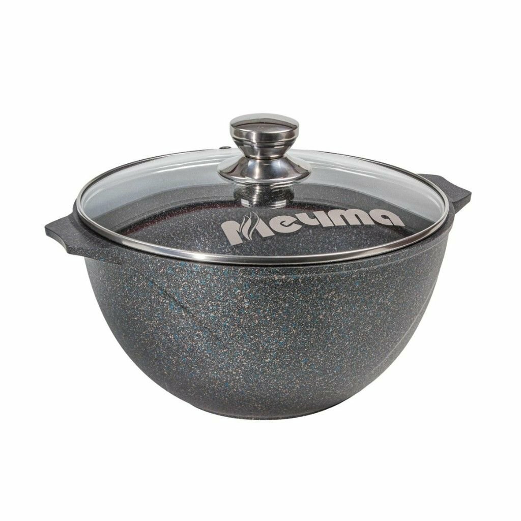 Казан Мечта Гранит star 8 л с крышкой, алюминиевый с антипригарным покрытием, серый, для газовых и электрических плит, 32 см