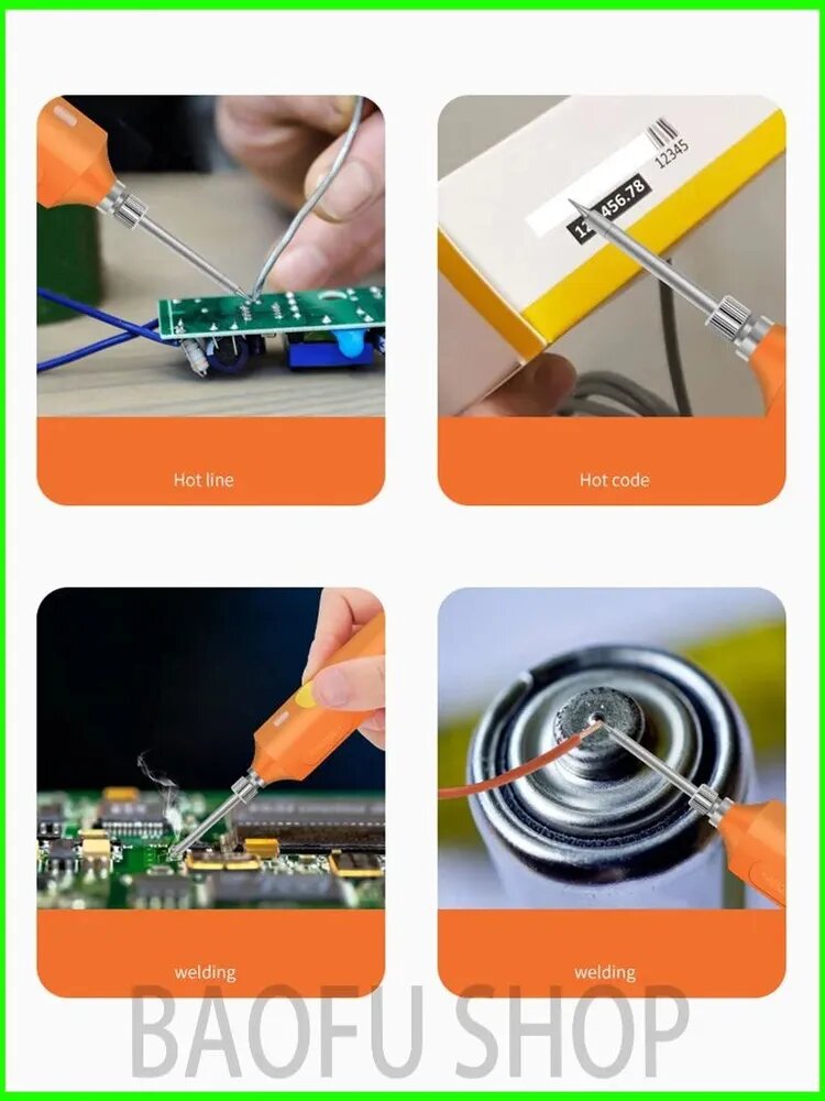 Аккумуляторный паяльник Cordless Soldering Iron, набор сменных жал и Type-C зарядкой — фото 1
