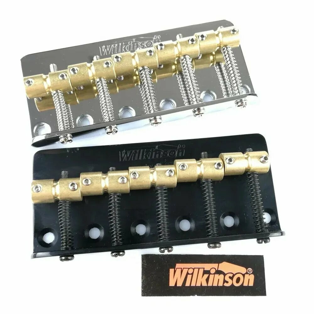 Wilkinson WBBC5 Five, 5-струнный бридж для электробаса с латунными седлами для точного джазового баса, хром, серебристо-черный