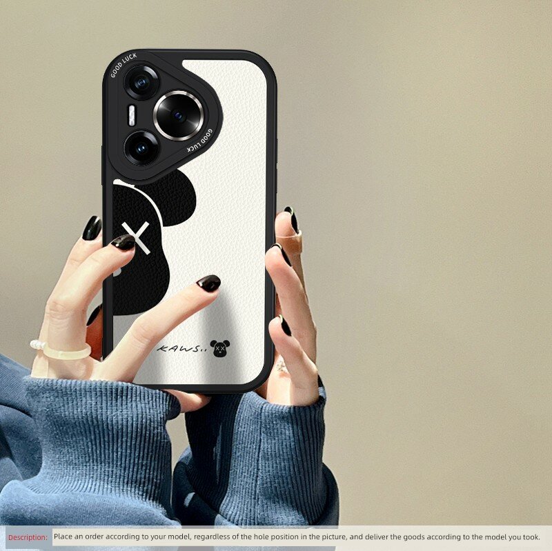 Черный чехол для Huawei P60 Art с половиной головы медведя, защитный мягкий ТПУ, унисекс