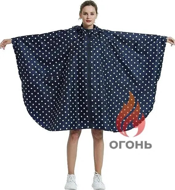 Дождевик Rain Poncho для девочек, синий в горошек, ONE SIZE, из полиэстера — фото 1