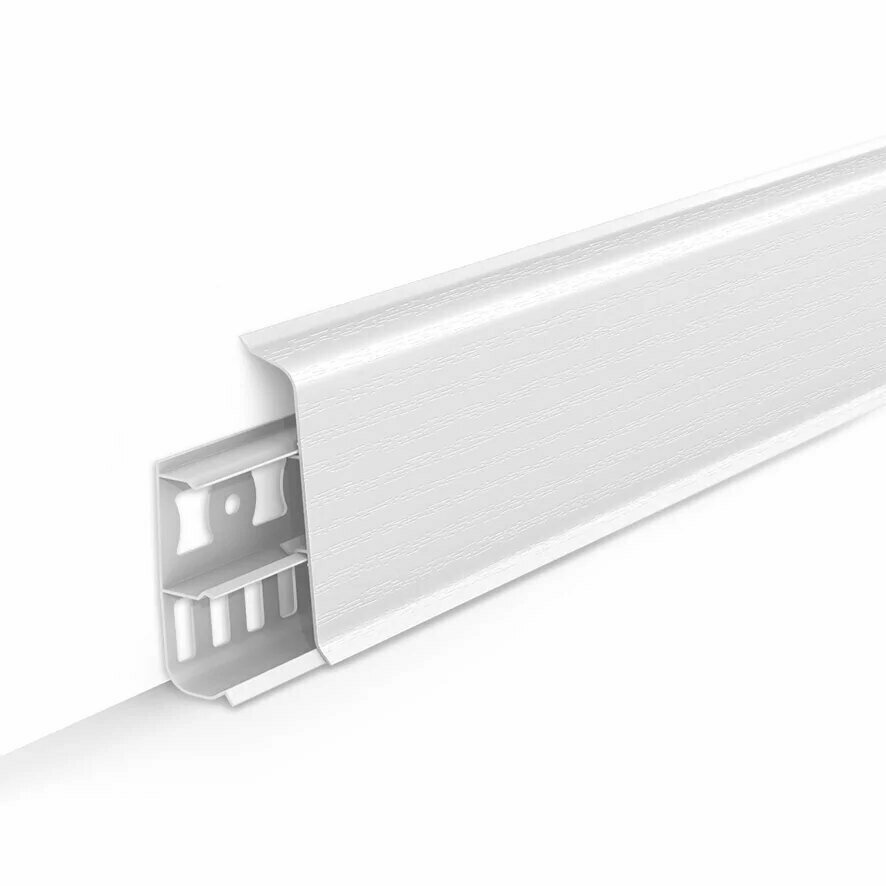 Пластиковый плинтус Идеал Деконика 70 мм Белый матовый 001, 1 шт.