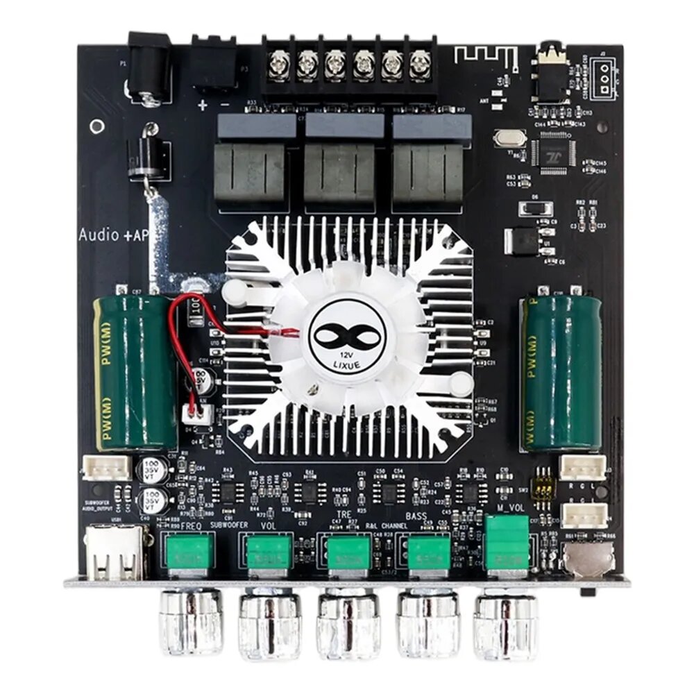 Bluetooth-усилитель 2.1 канала, 160+220 Вт, Bluetooth 5.0, питание 15 36 В постоянного тока